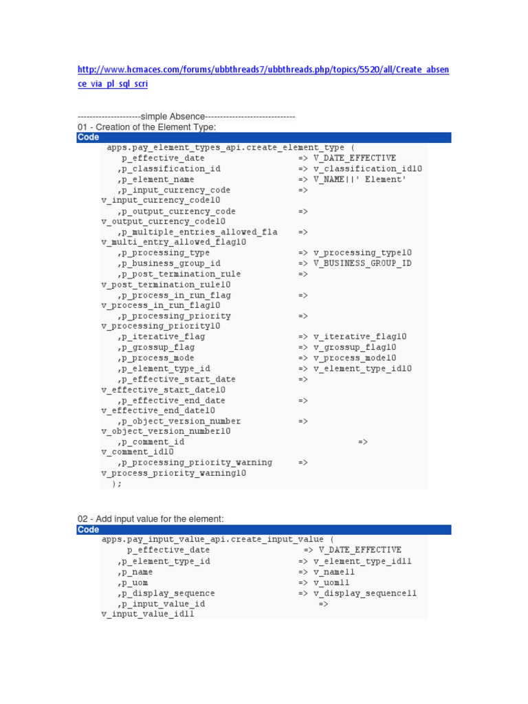 Create Absence and Accrual Plan Using API | PDF | Computer Programming | Computing