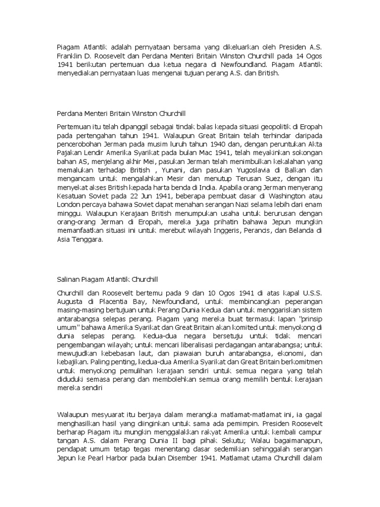 Piagam Atlantik Adalah Pernyataan Bersama Yang Dik | PDF
