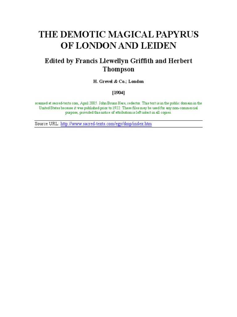 Demotic Magical Papyrus PDF | PDF | Gnosticism | Papyrus
