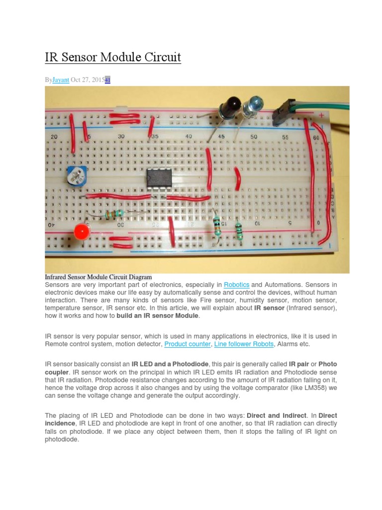 IR Sensor Module Circuit Guide | PDF | Infrared | Light Emitting Diode