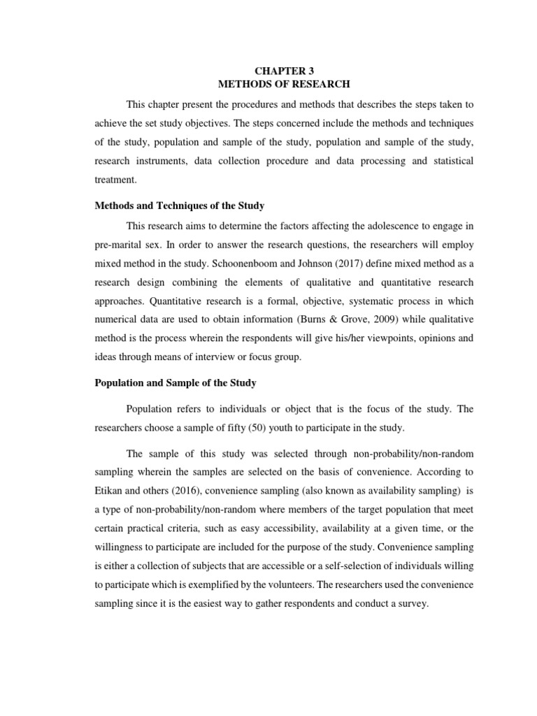 Example of Research CHAPTER 3 | PDF | Sampling (Statistics) | Survey ...