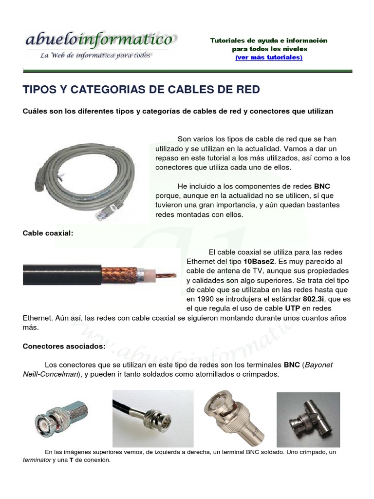 Tipos y Categorias de Cable de Red | PDF | Red de computadoras | Redes