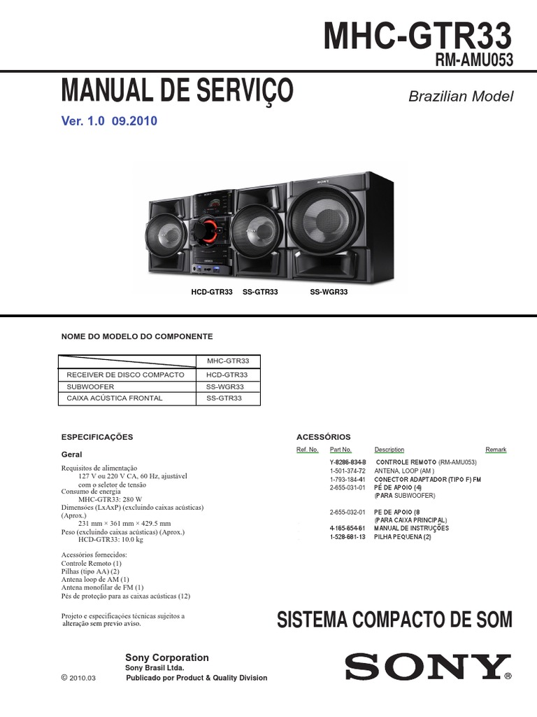 Sony MHC gtr33 Ver1 0 BR PDF | PDF | Hertz | Chumbo