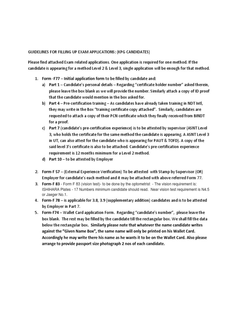 Guidelines To Fill Up Exam Application | PDF | Official Documents ...