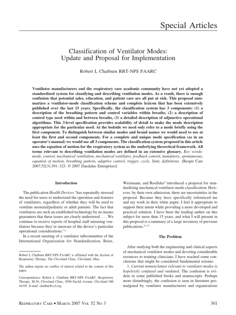 Mechanical Ventilation Classification | PDF | Respiration | Breathing