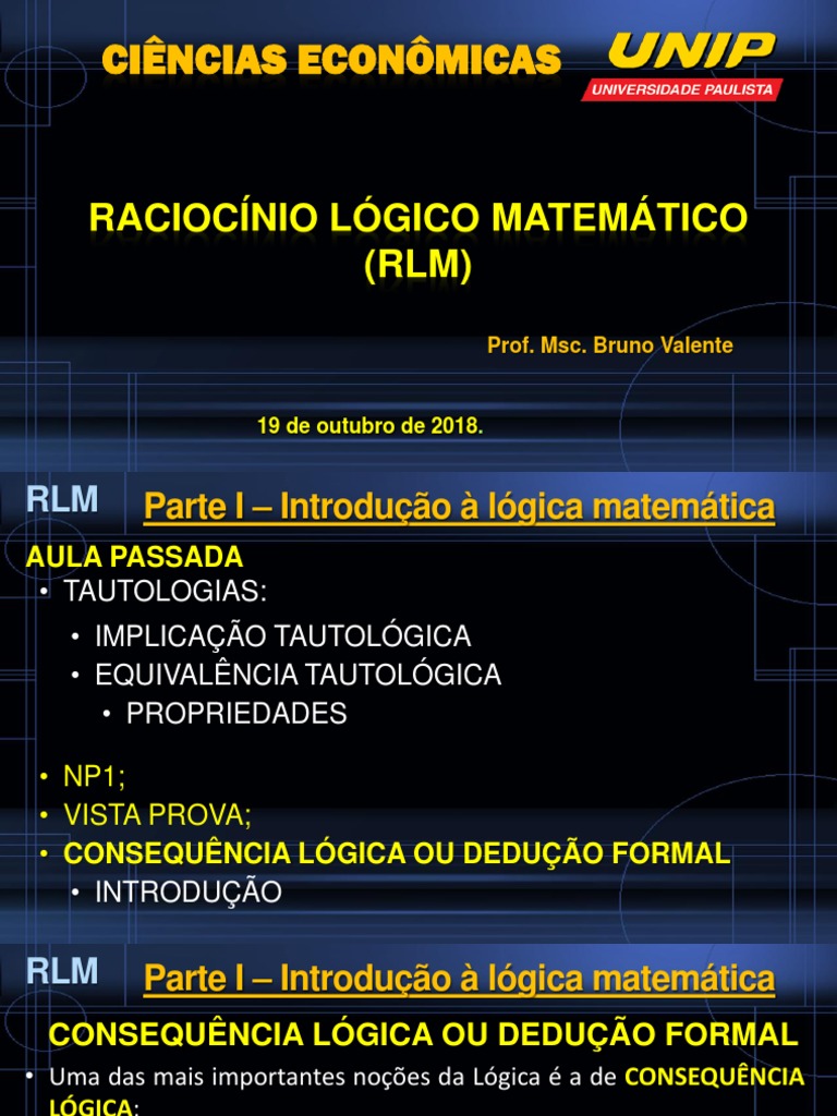 Aula 7 RLM (19out) | PDF | Validade | Argumento