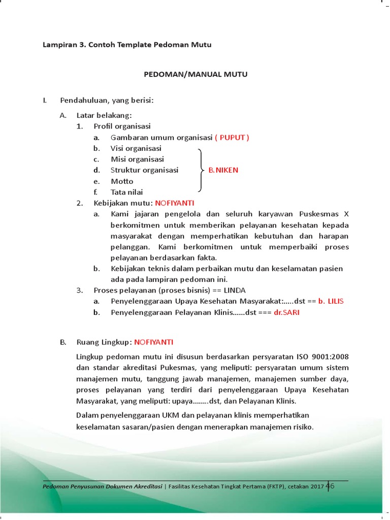 Template Manual Mutu | PDF
