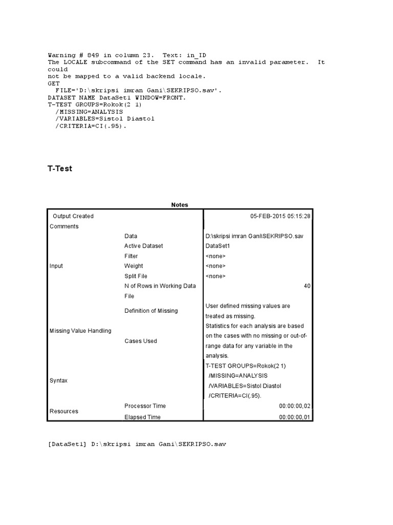 T-Test: Notes | PDF | Student's T Test | Variance