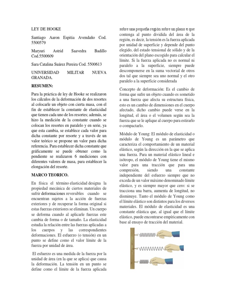 Ley de Hooke | PDF | El módulo de Young | Elasticidad (Física)