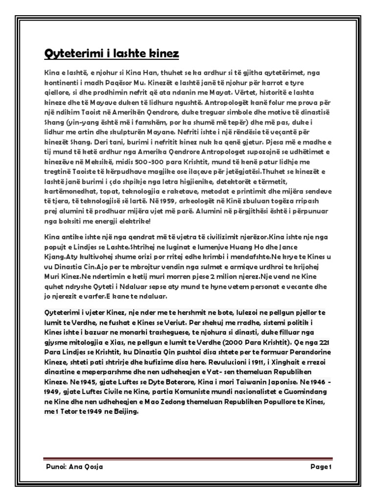 Qyteterimi I Lashte Kinez | PDF