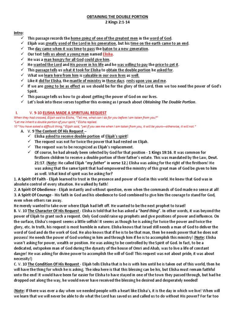 How Elisha Obtained the Double Portion | PDF | Elijah | Religious ...