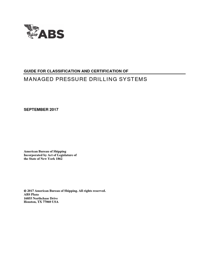 ABS MPD Guide E-Sept17 PDF | PDF | Casing (Borehole) | Drilling Rig