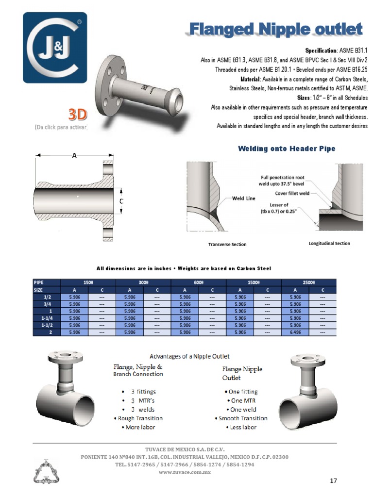 17 Flanged Nipple Outlet - 3d | PDF | Pipe (Fluid Conveyance ...