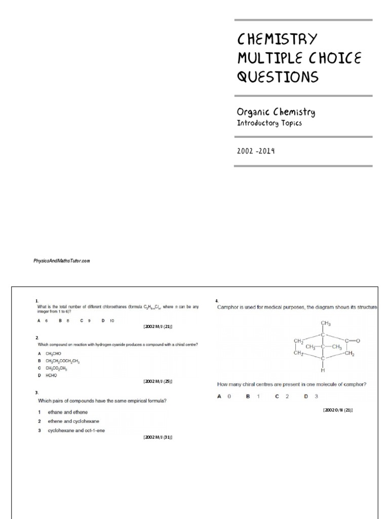 Chemistry Multiple Choice Questions | PDF | Quality Of Life | Quality