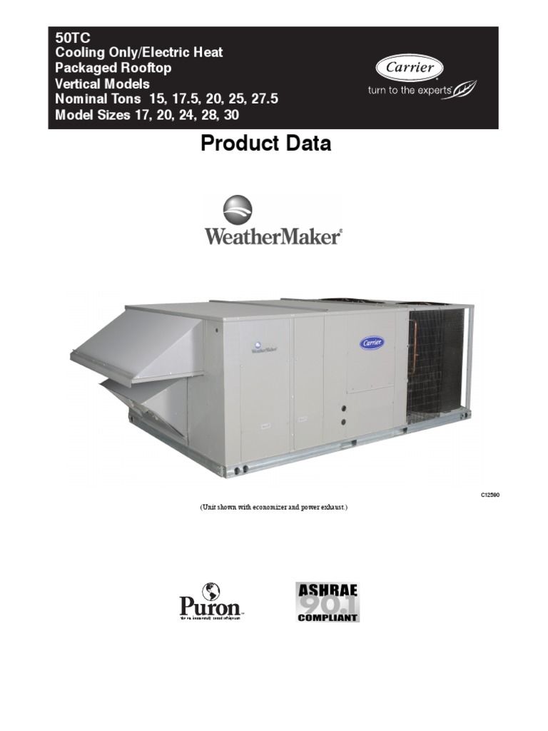 Carrier Serie 50TC (15-27.5 Ton) PDF | PDF | Air Conditioning | Hvac