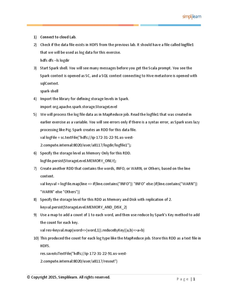 Cloudlab Exercise 11 Lesson 11 | PDF | Apache Hadoop | Apache Spark