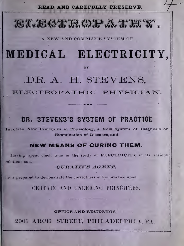 Medical Electricity,!: Dr. A. H. Stevejsts | PDF | Earth | Medicine