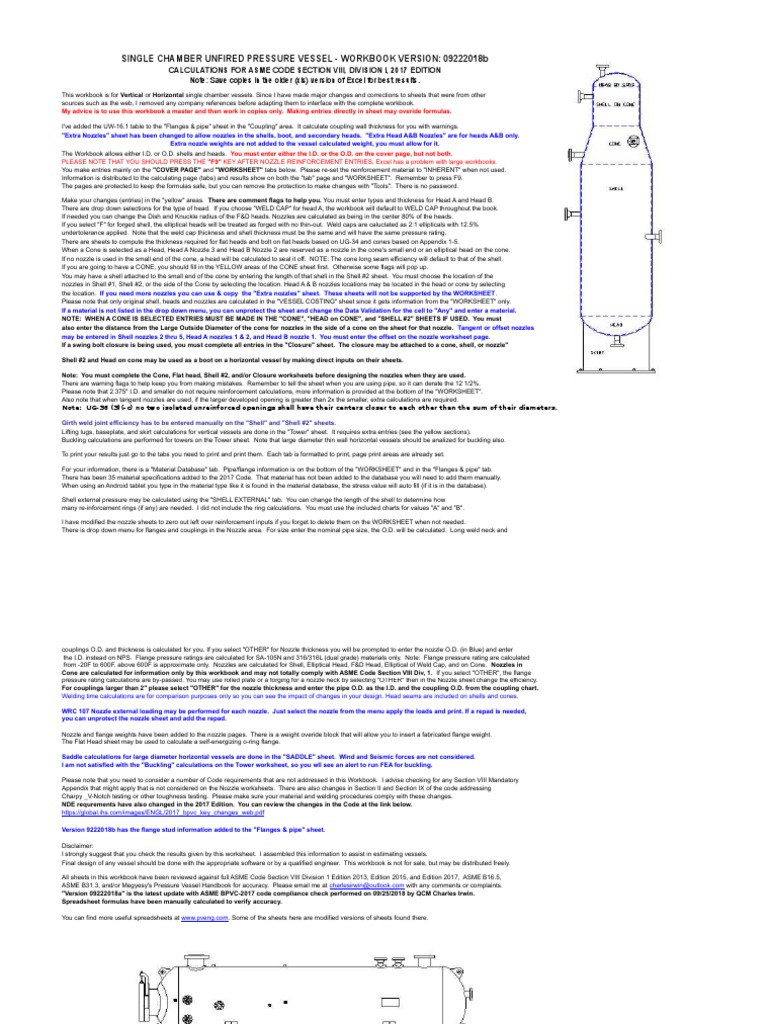 Pressure Vessel Design 2018 VER B | PDF | Pipe (Fluid Conveyance ...