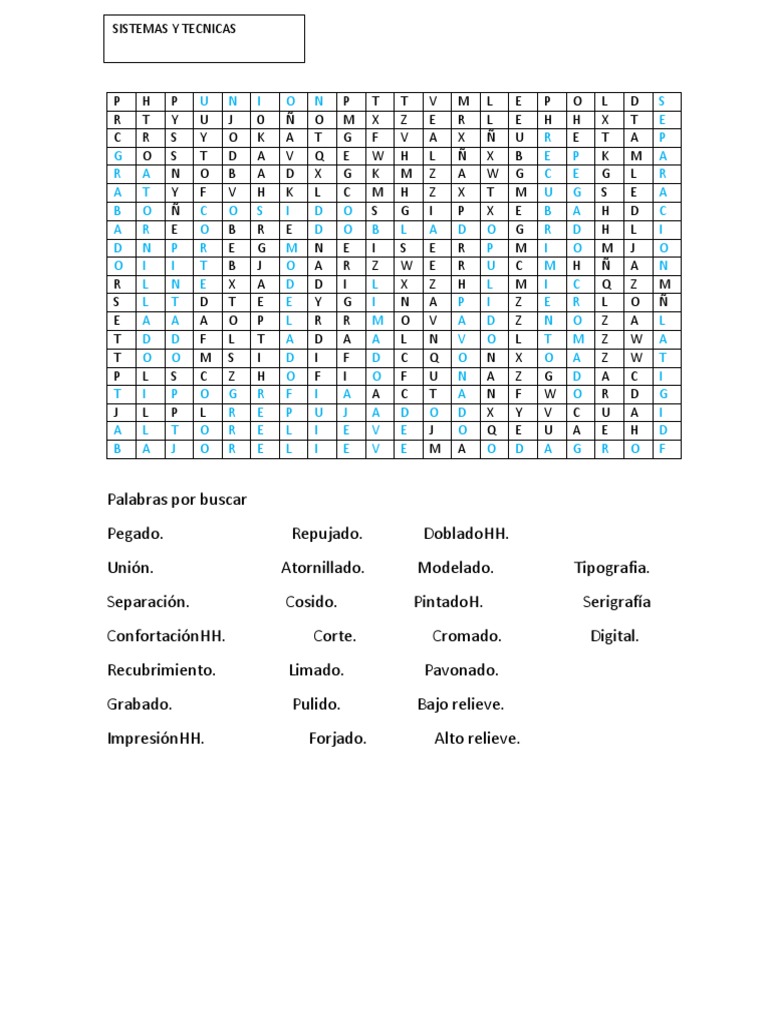 Sopa de Letras Sistemas y Tecnicas | PDF