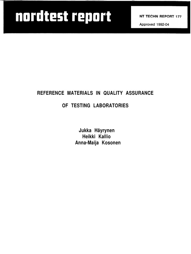 REFERENCE MATERIALS FOR TESTING LABORATORIES | PDF | Calibration ...