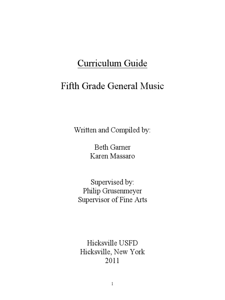 Fifth Grade Music Curriculum | PDF | Musical Notation | Curriculum