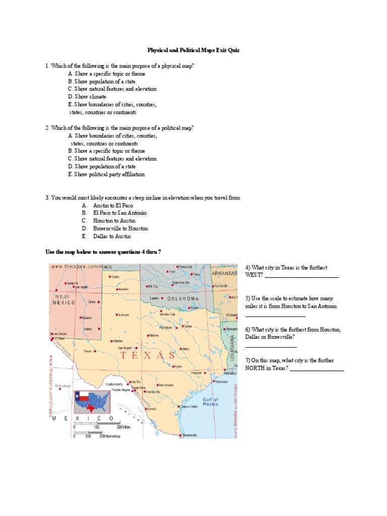 Political and Physical Map Quiz | PDF