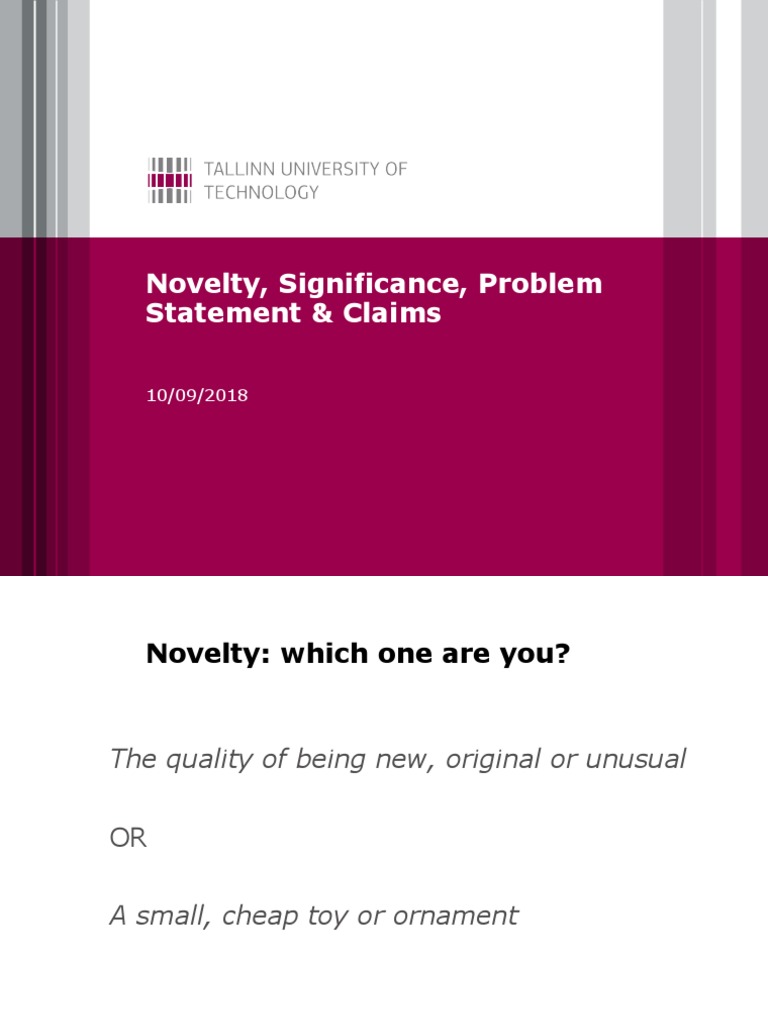 Novelty, Significance, Problem Statement & Claims | PDF