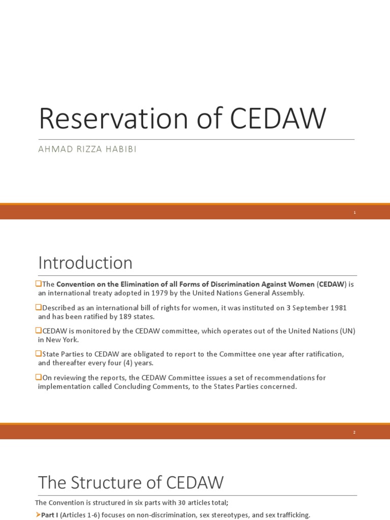 Reservation of CEDAW | PDF | Convention On The Elimination Of All Forms ...