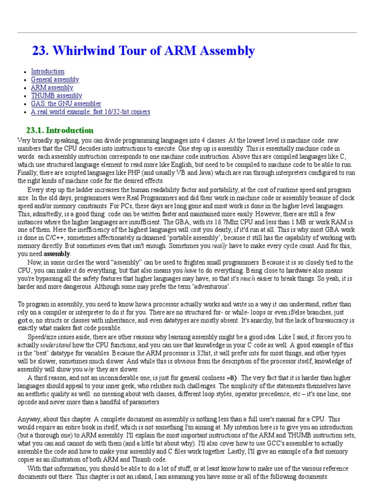 Whirlwind Tour of ARM Assembly | PDF | Arm Architecture | Assembly Language