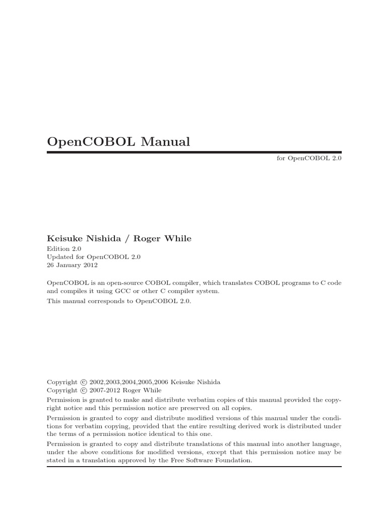 Opencobol Manual: Keisuke Nishida / Roger While | PDF | Library ...