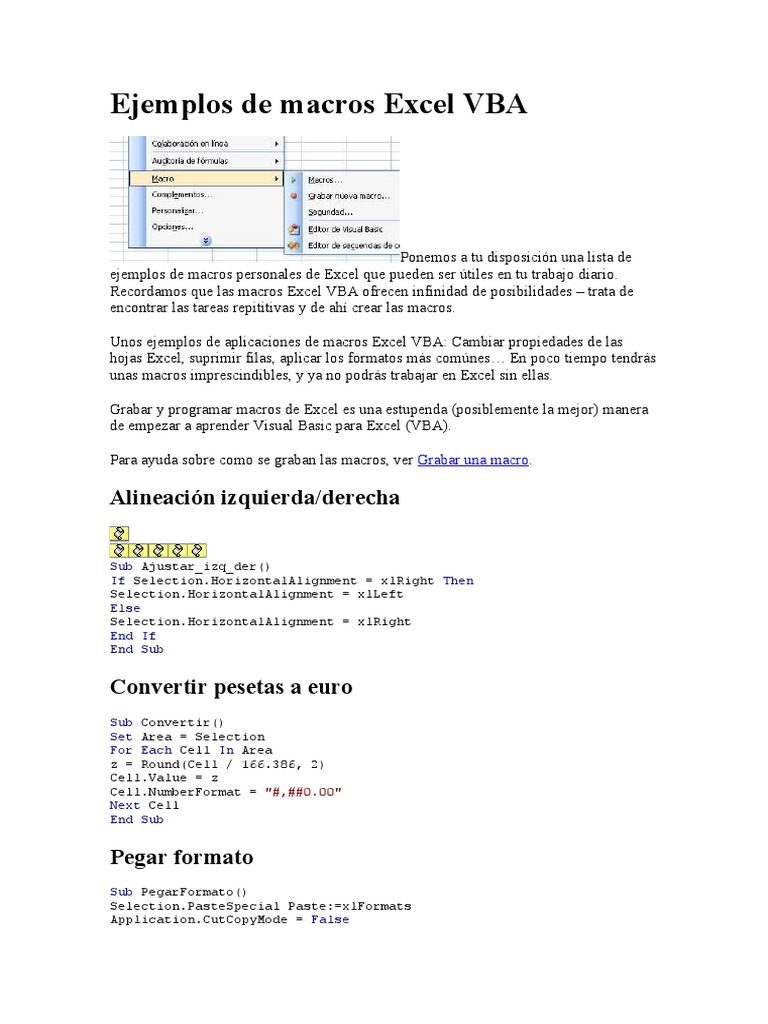 Vba Crear Hoja De Trabajo Ejemplos De Macros Excel VBA | PDF