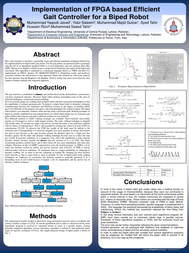 Implementation of FPGA Based Efficient Gait Controller For A Biped Robot | Download Free PDF ...