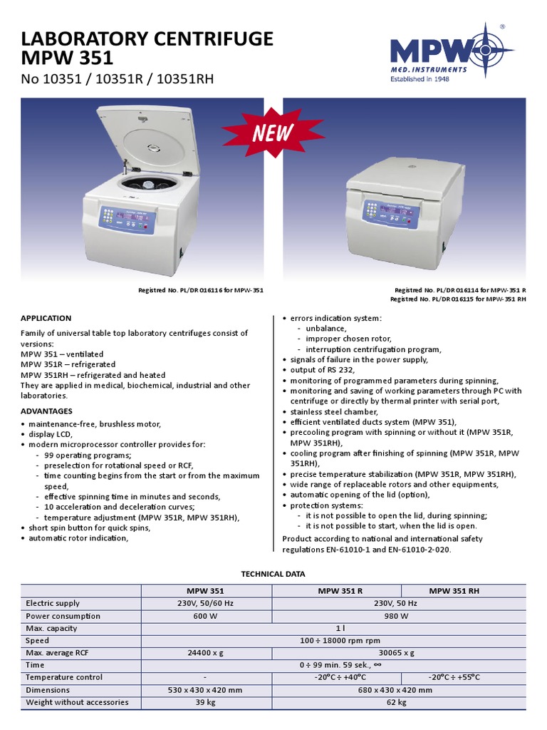 MPW 351 | PDF | Centrifuge | Electrical Engineering
