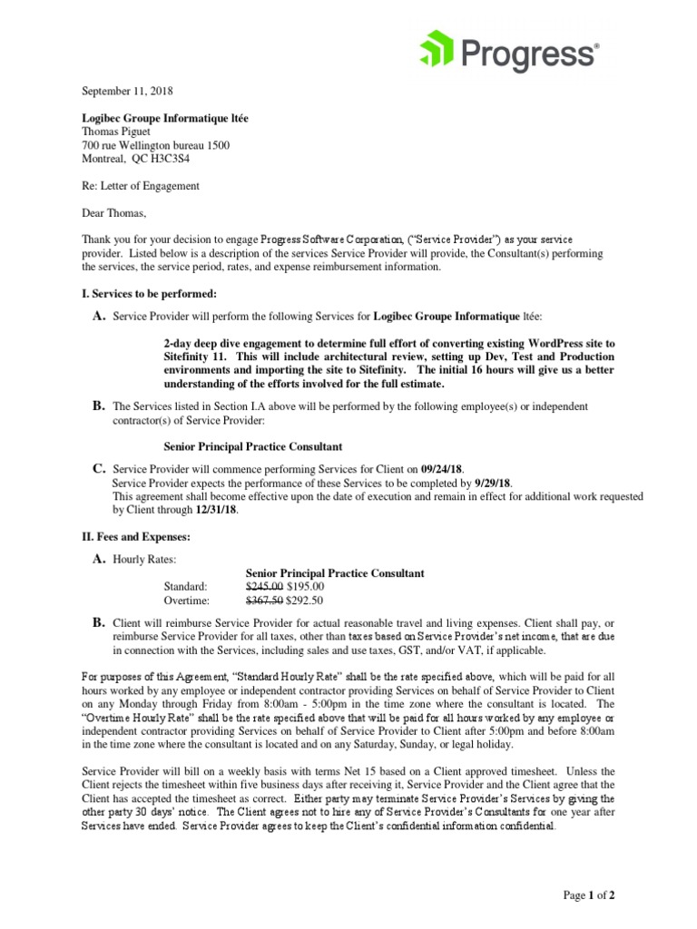 LOE - Logibec - Sitefinity Implementation and Conversion PDF | PDF ...