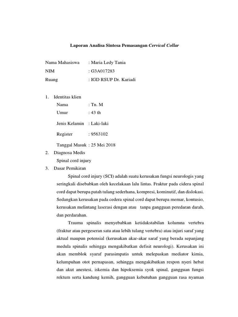 Analisa Sintesa Cervical Collar | PDF | Pengembangan Diri | Kesehatan ...