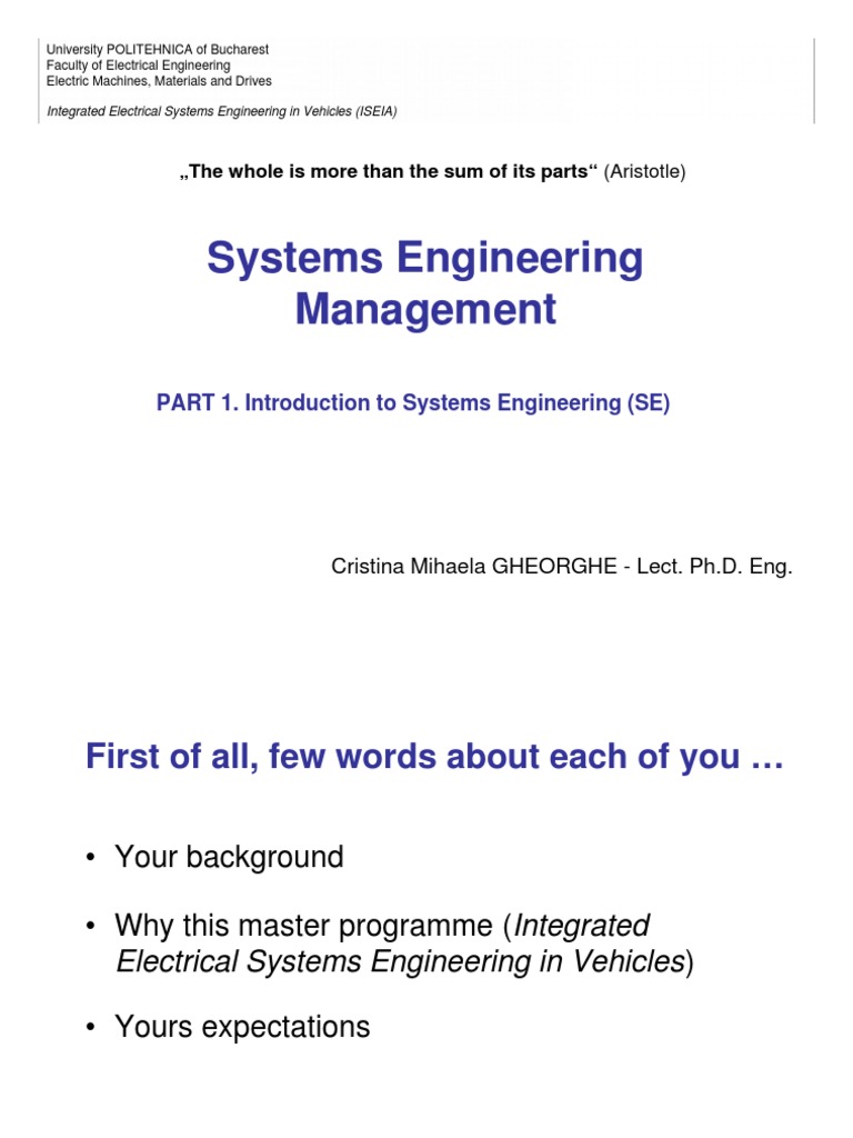 Systems Engineering in Vehicles | PDF | Systems Engineering | System