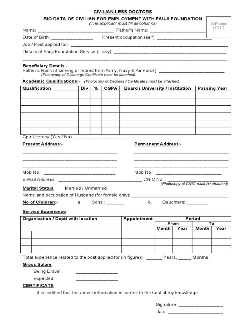 Bio Data Civilian (Less Doctors) - 2017 | PDF | Business