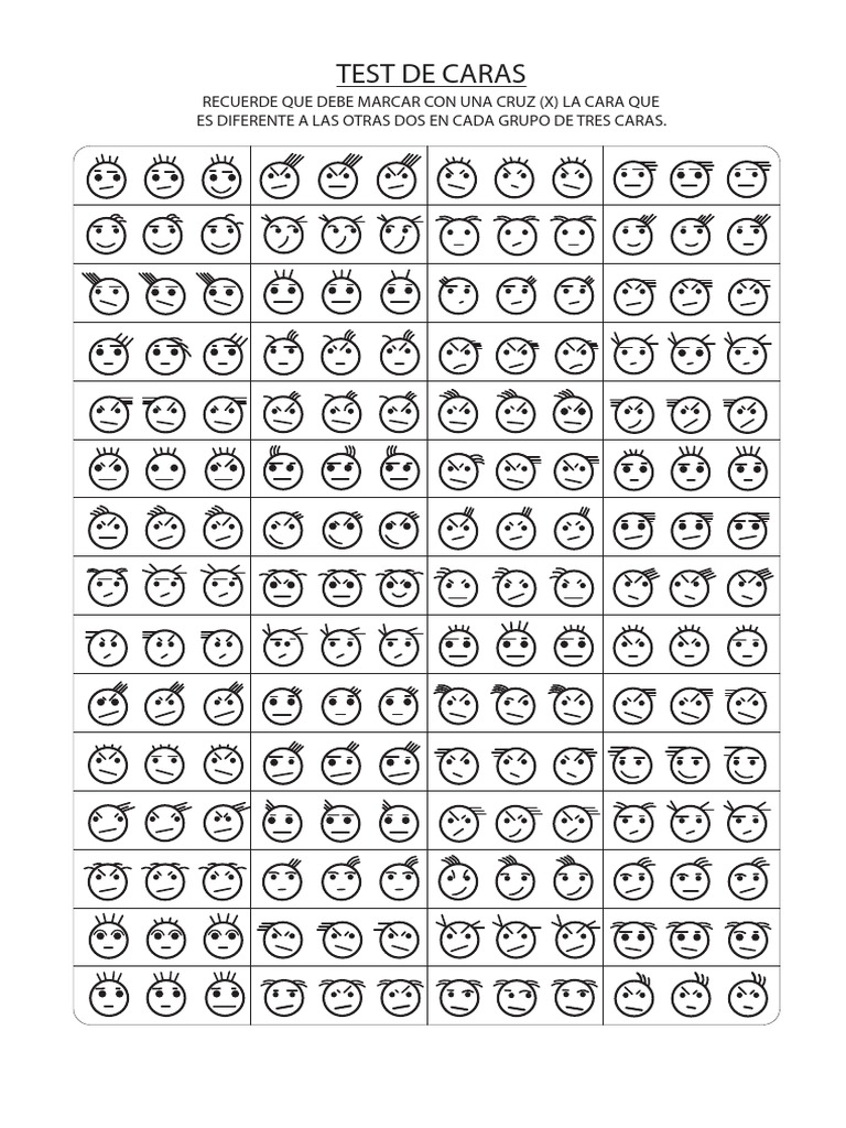 PROTOCOLO 2 Test Caras | PDF