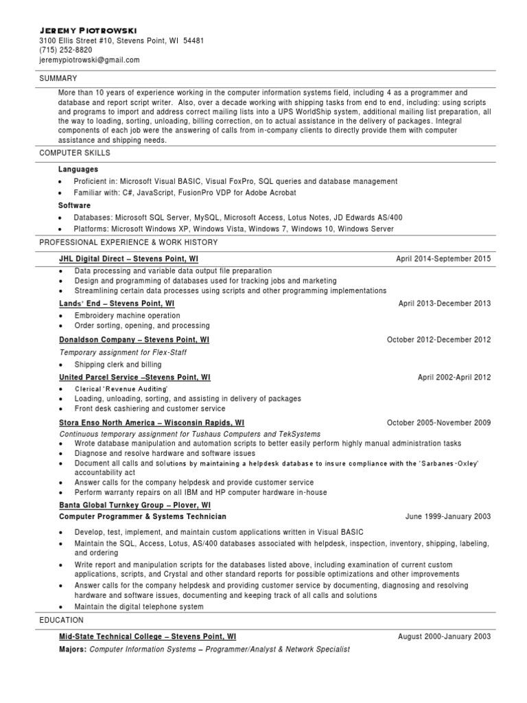 Jeremy Piotrowski: Temporary Assignment For Flex - Staff | PDF | Help ...