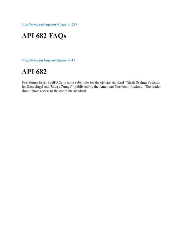 API 682 FAQ MCM | PDF