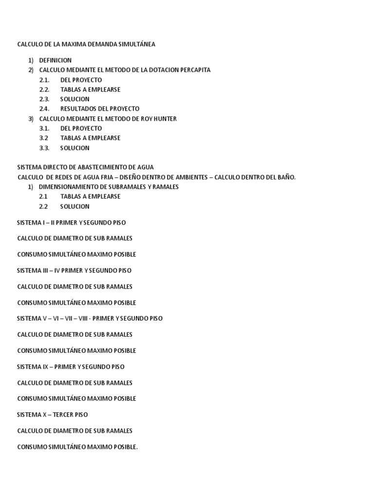 Calculo de La Maxima Demanda Simultánea | Descargar gratis PDF | Baño | Tap (Válvula)