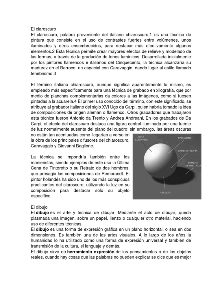 Importancia y técnica del claroscuro | PDF | Sonido | Medios de arte