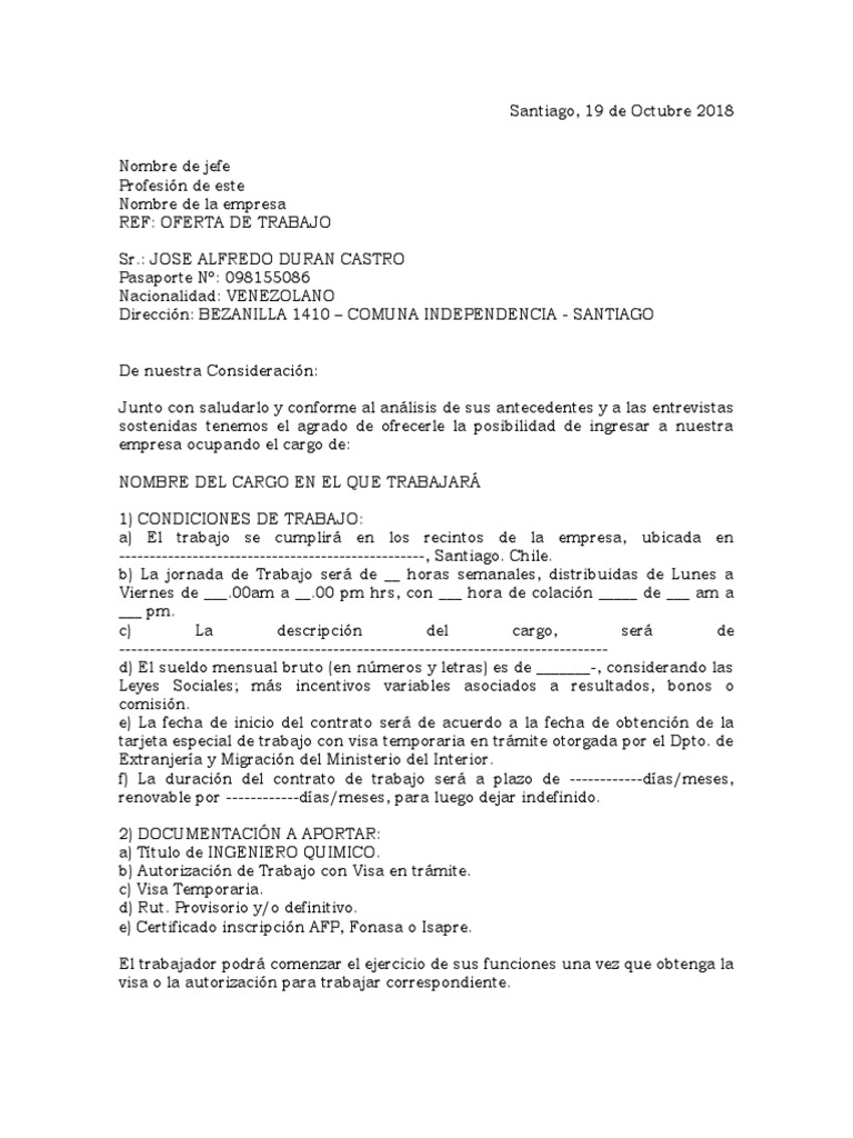 Formato Oferta Laboral en Chile | PDF | Gobierno | Labor
