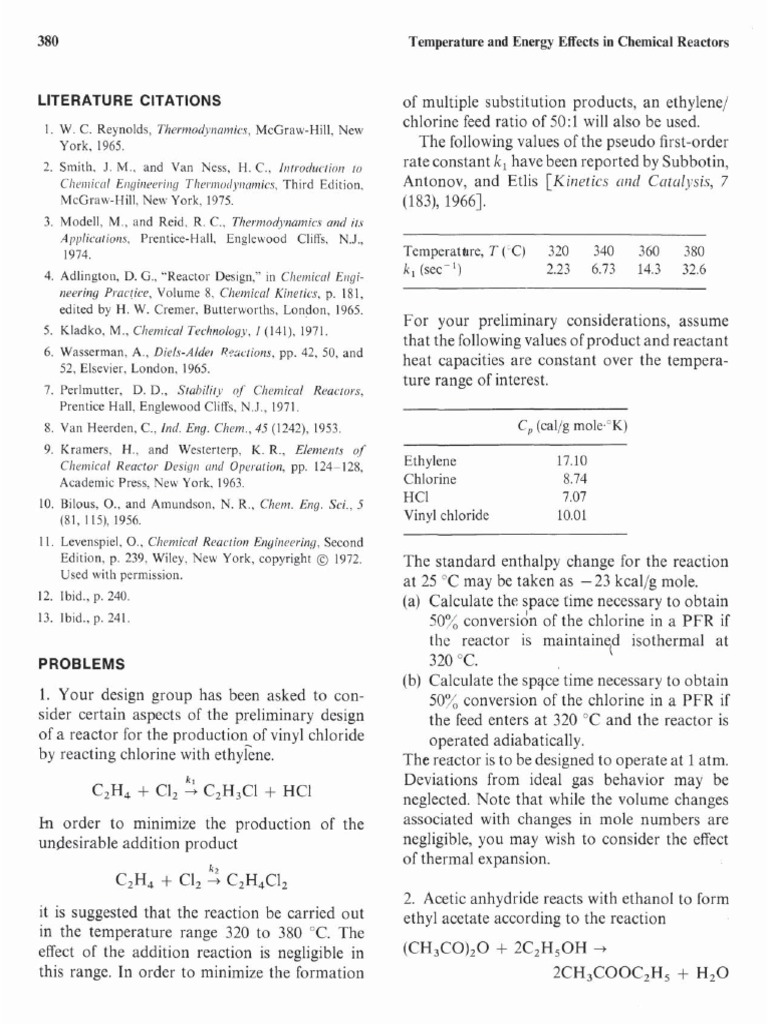 Reactores No Isotérmicos Problemas | PDF