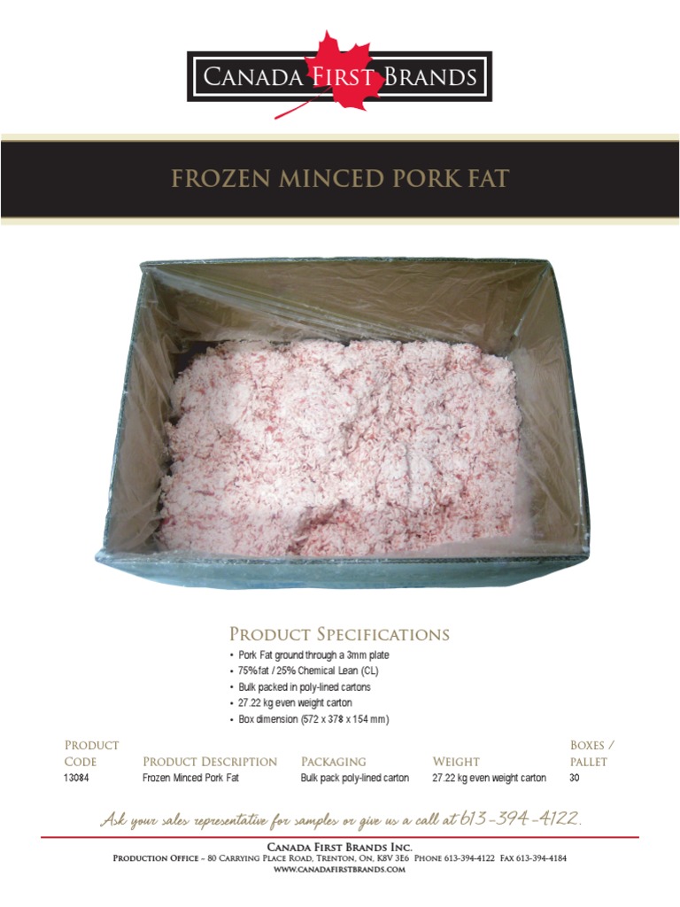 Frozen Minced Pork Fat | PDF
