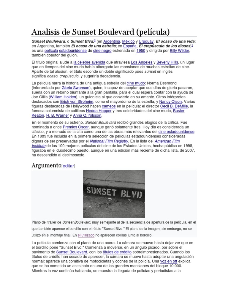 Analisis de Sunset Boulevard | PDF