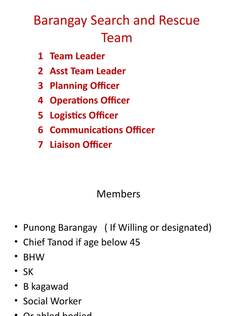 Barangay Search and Rescue | PDF