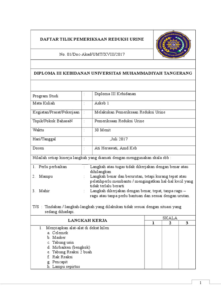 Daftil Reduksi Urin | PDF