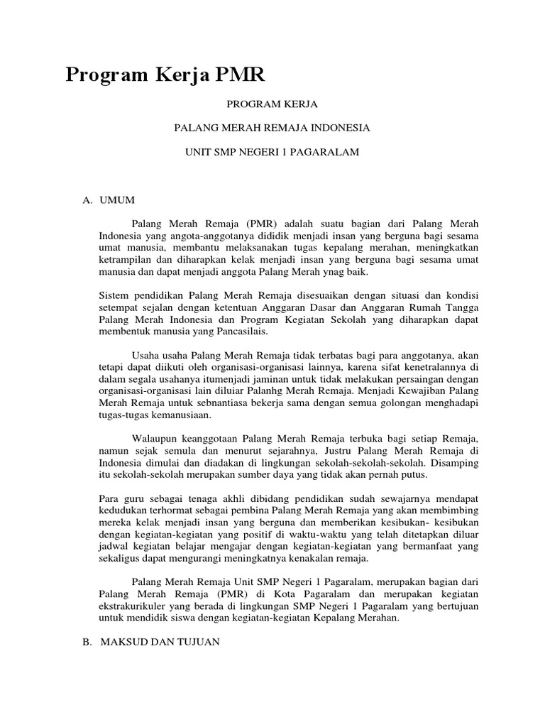 Program Kerja PMR 4 | PDF