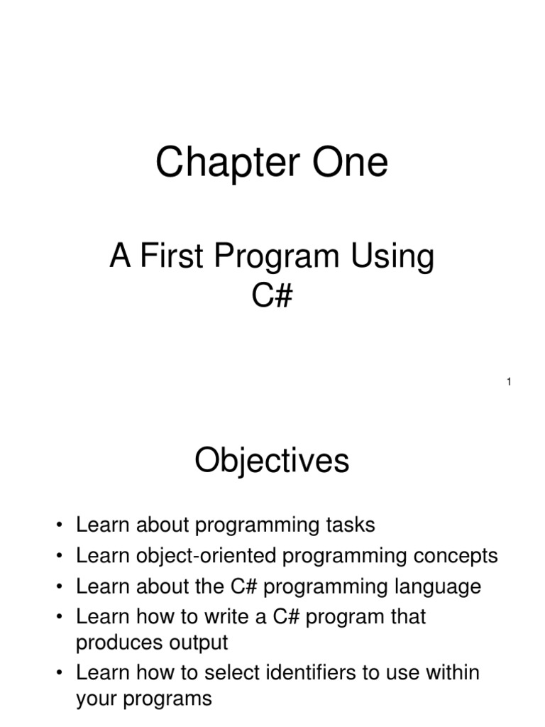 Chapter 01: A First Program in C# | PDF | Class (Computer Programming ...